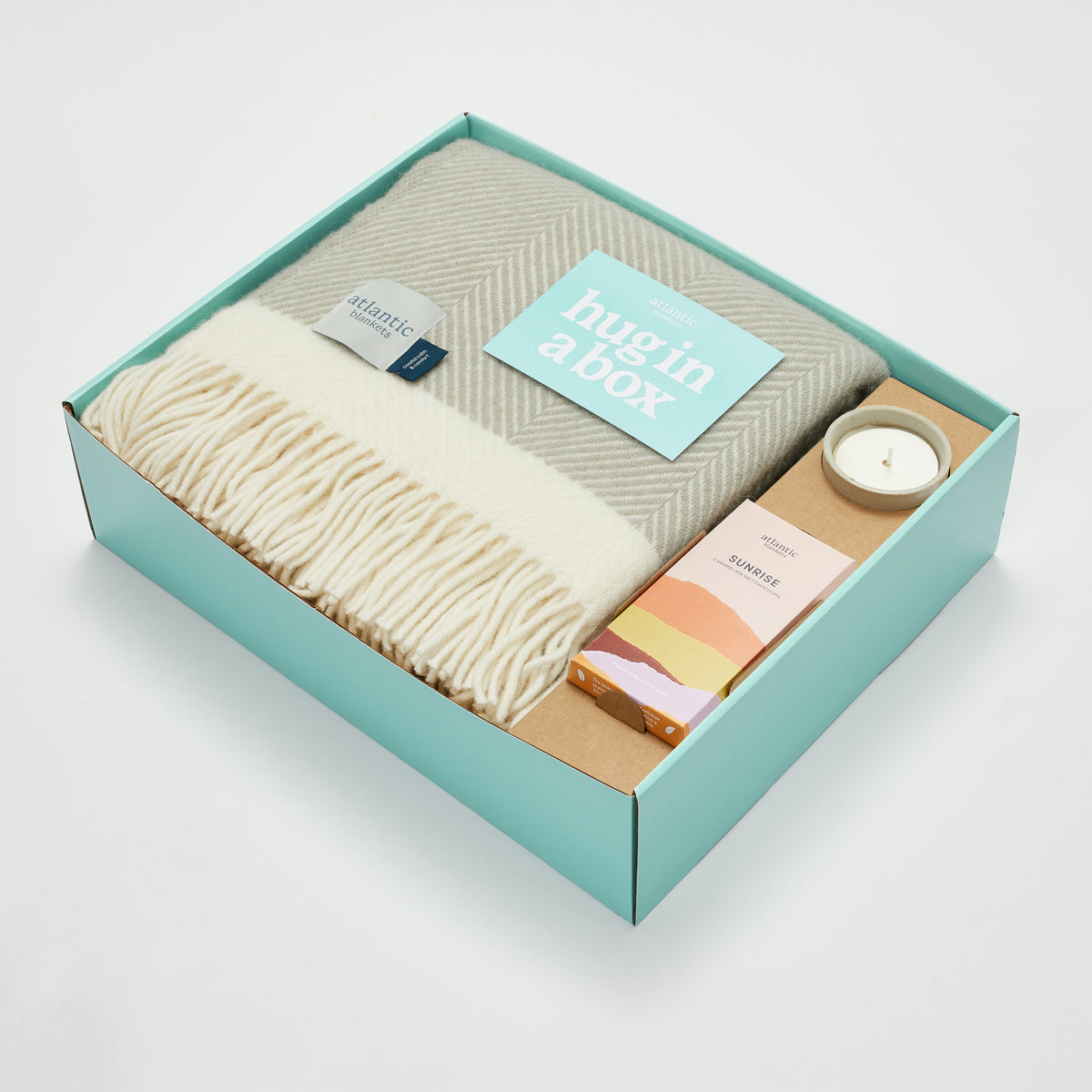 Hug in a Box Gift Set | Harbour Mist Herringbone | Atlantic Blankets