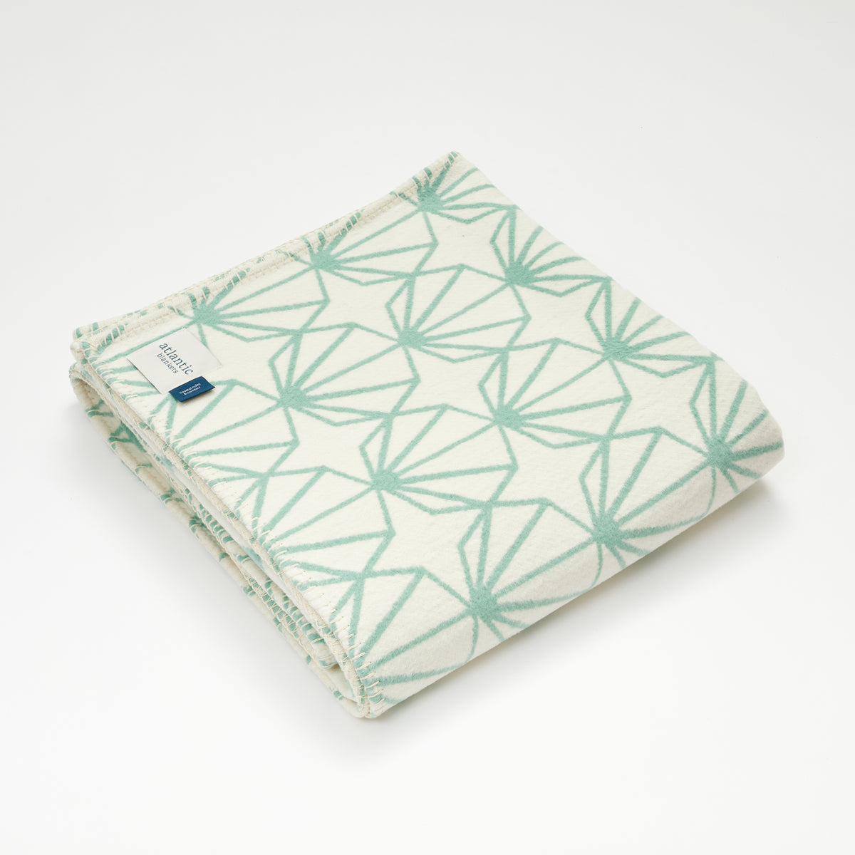 Recycled Cotton Blanket | Seafoam Shell Geometric | Atlantic Blankets