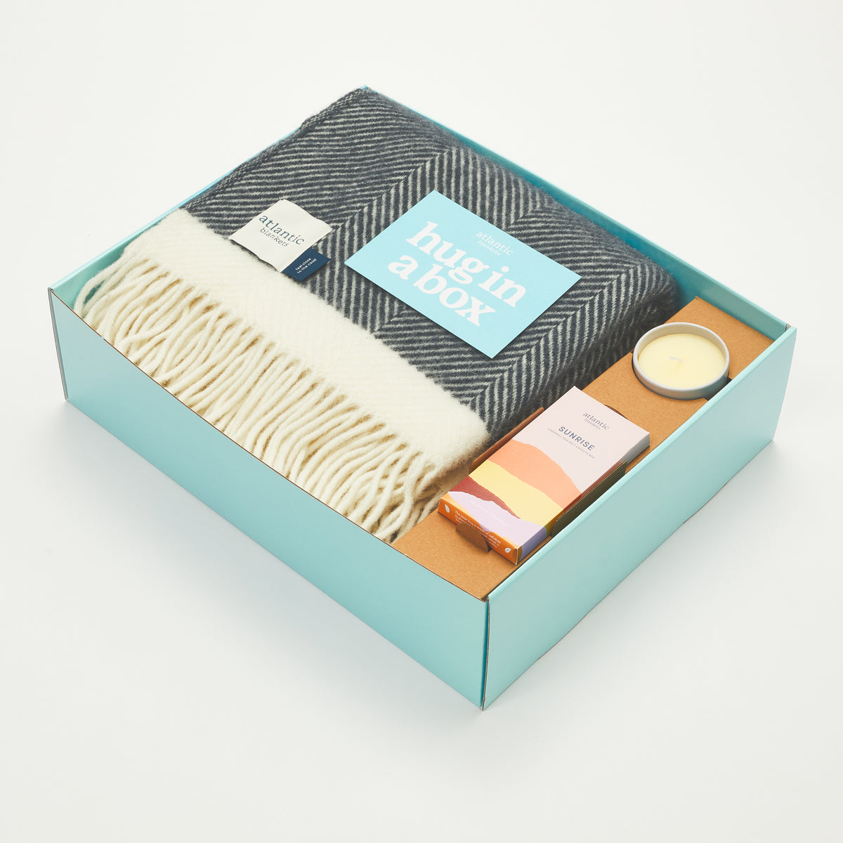 Hug in a Box Gift Set | Cornish Slate Herringbone | Atlantic Blankets