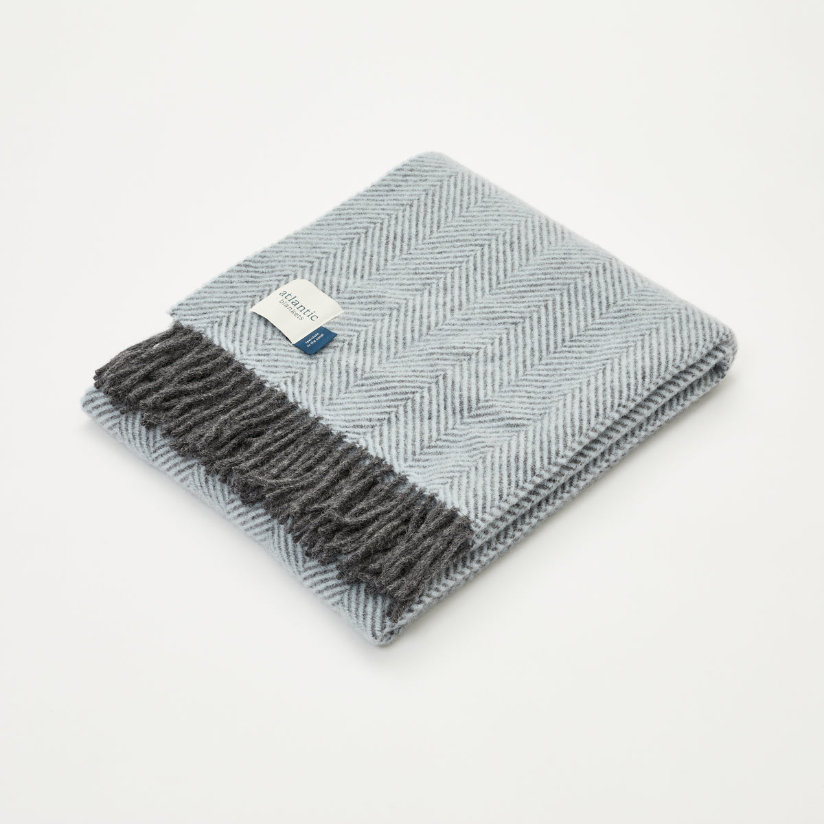 Knee Wool Blanket | Misty Blue Herringbone | Atlantic Blankets
