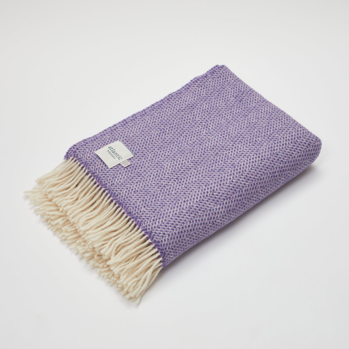 Cashmere Merino Blanket Wool Blanket | Lavender Herringbone | Atlantic ...