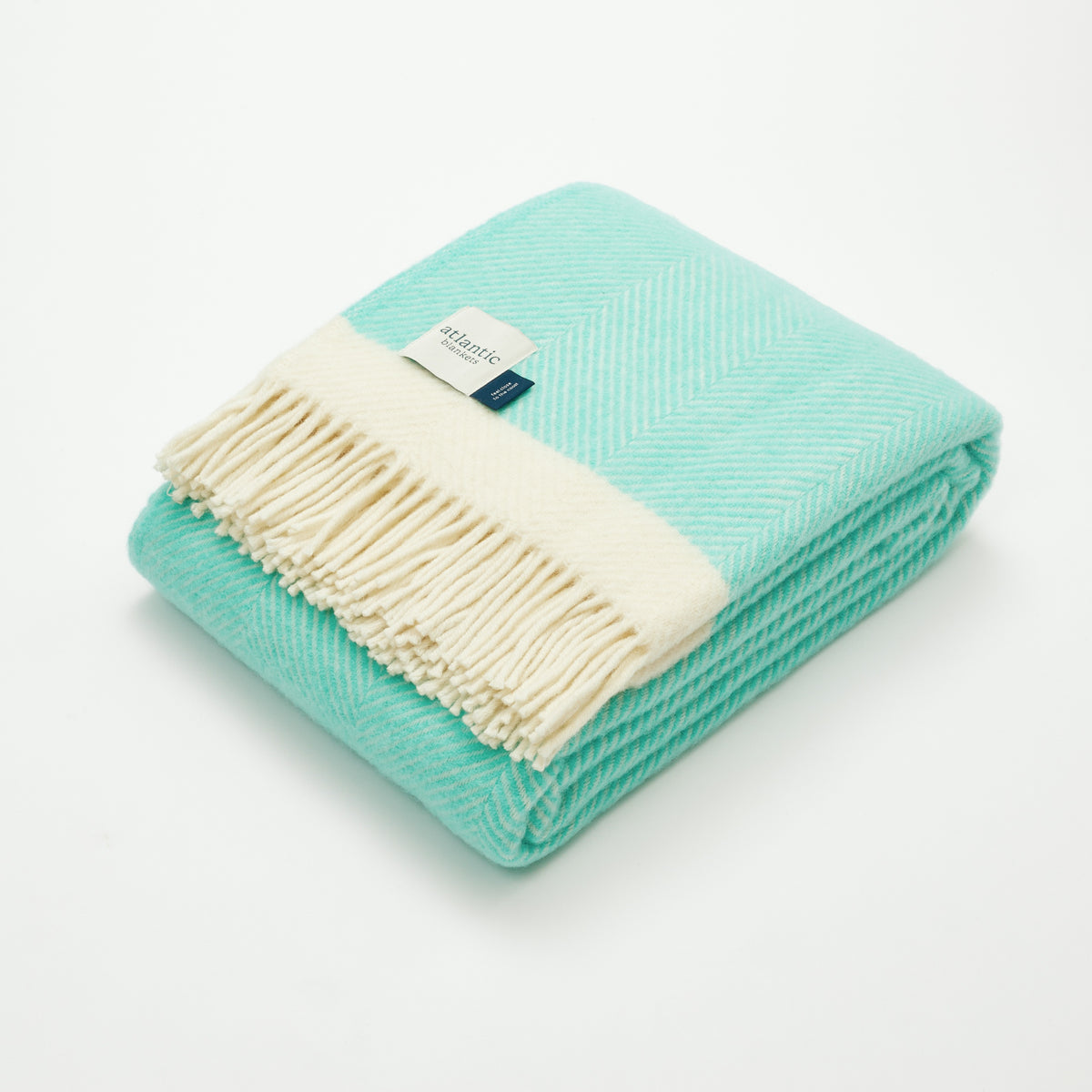 Wool Blanket | Seaglass Mint Herringbone | Atlantic Blankets