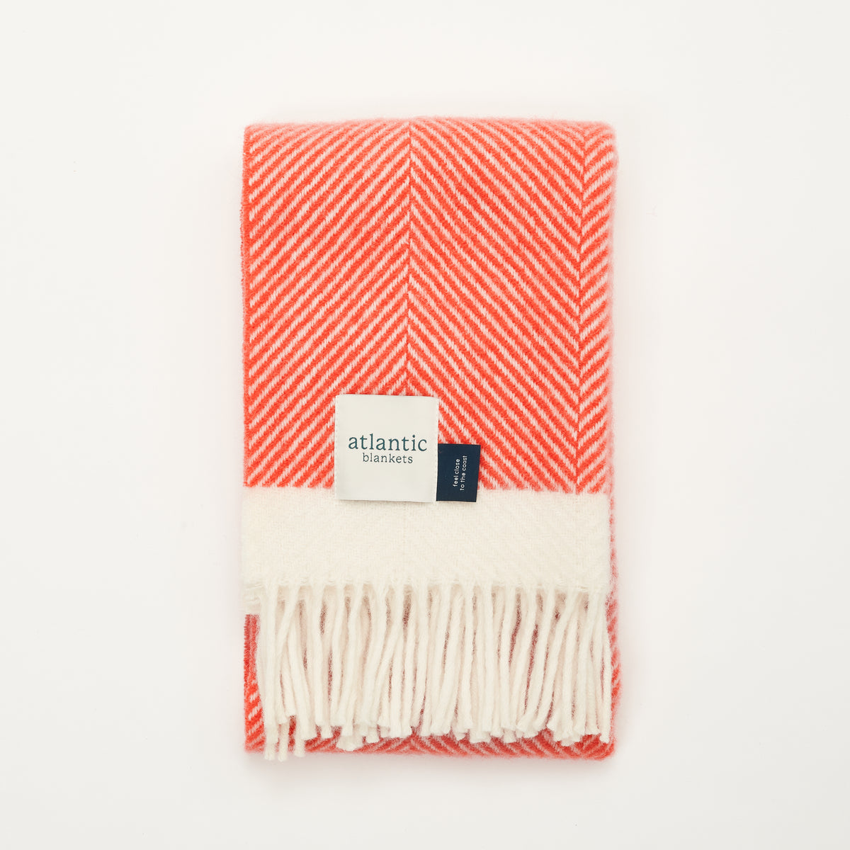 Snug Scarf - Herringbone Wool, Coral – Atlantic Blankets