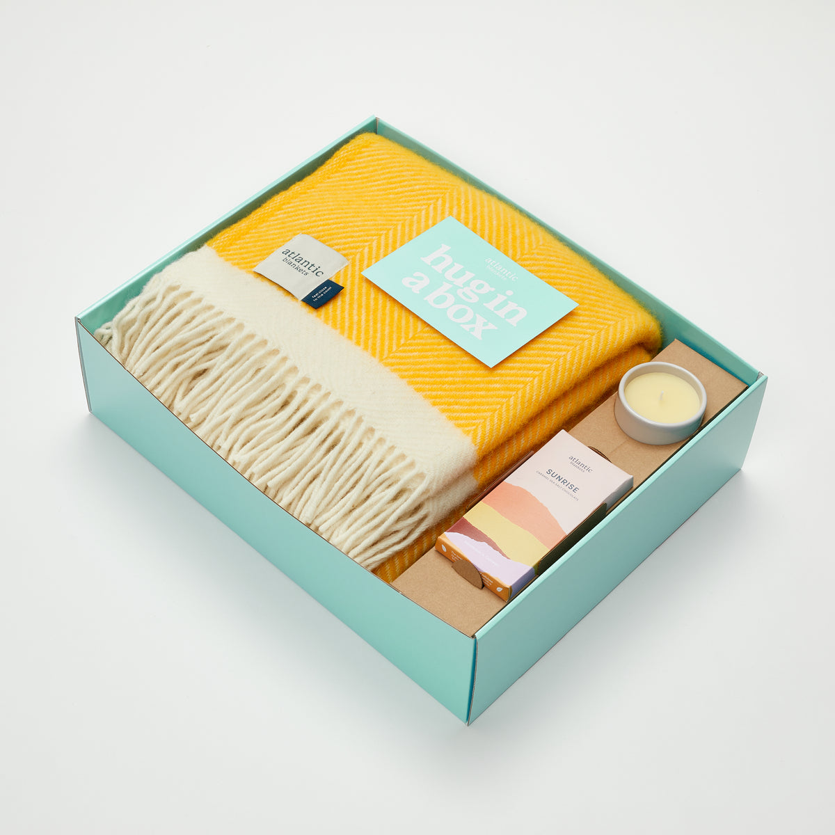 Hug in a Box Gift Set | Yellow Herringbone | Atlantic Blankets