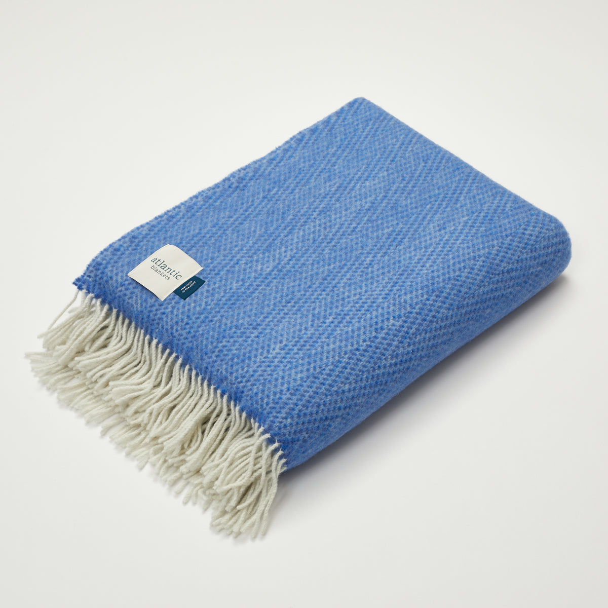 Cashmere Merino Blanket Wool Blanket | Sea Blue Herringbone | Atlantic ...