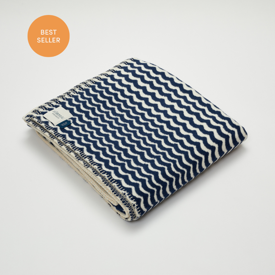 Recycled Cotton Blanket | Navy Swell | Atlantic Blankets